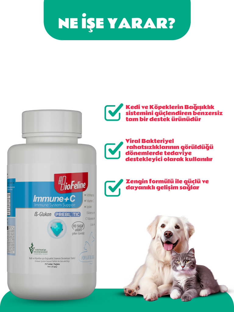 Immune+C Tablet (Kedi Ve Köpekler İçin Bağışıklık Sistemini Güçlendire ...