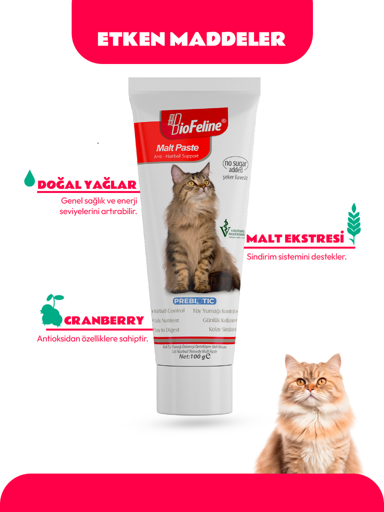 Malt Paste 100g (Kediler İçin Tüy Yumağı Önleyici Anti-Hairball Malt M ...