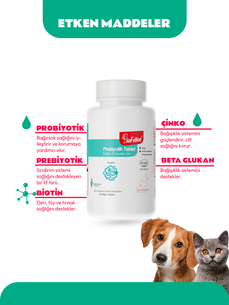 Tablet Probiyotik Kedi ve Köpek Bağışıklık Güçlendirici 25 Tablet ...
